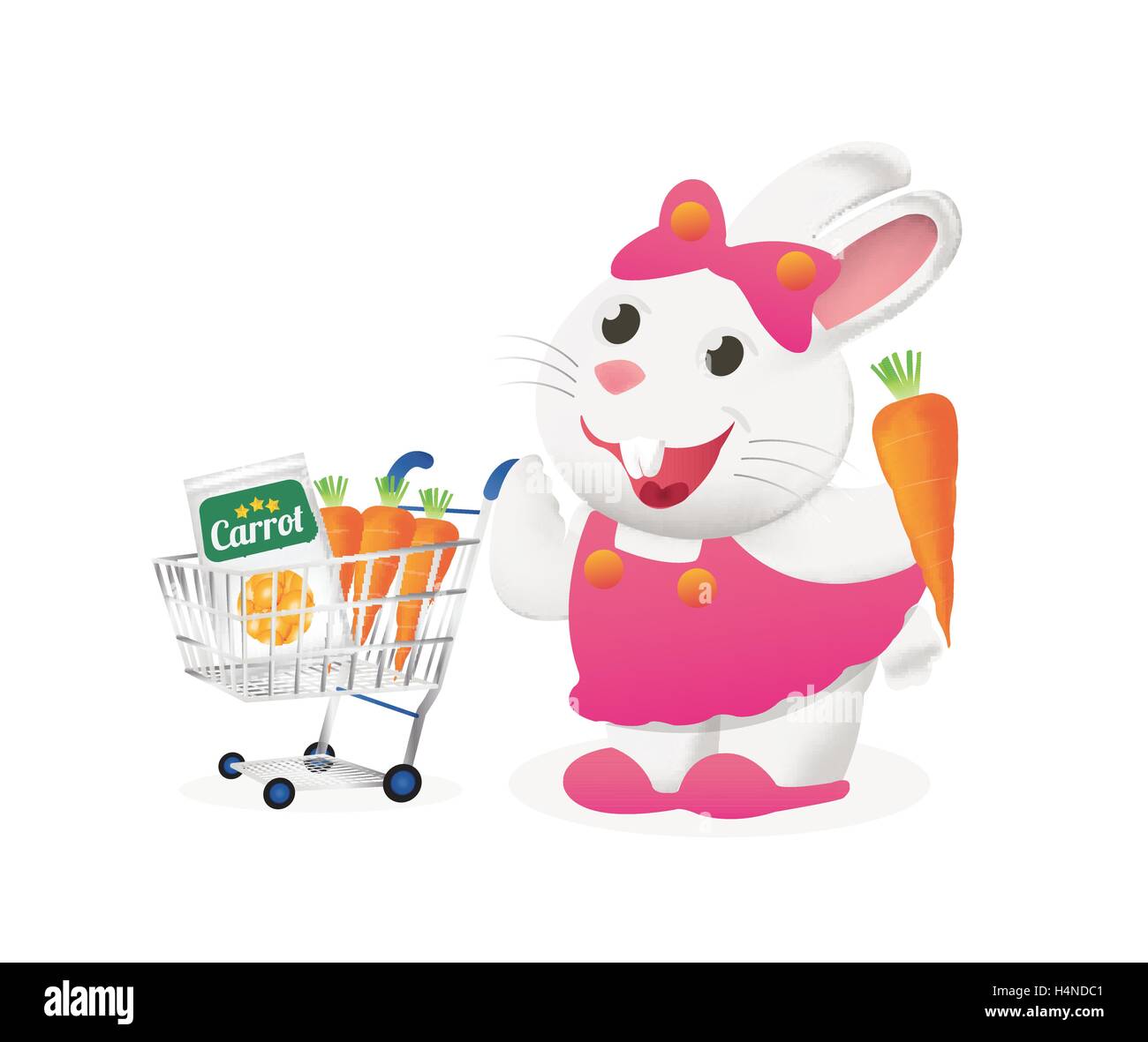 white bunny with carrot in a cart Stock Vector Image & Art - Alamy