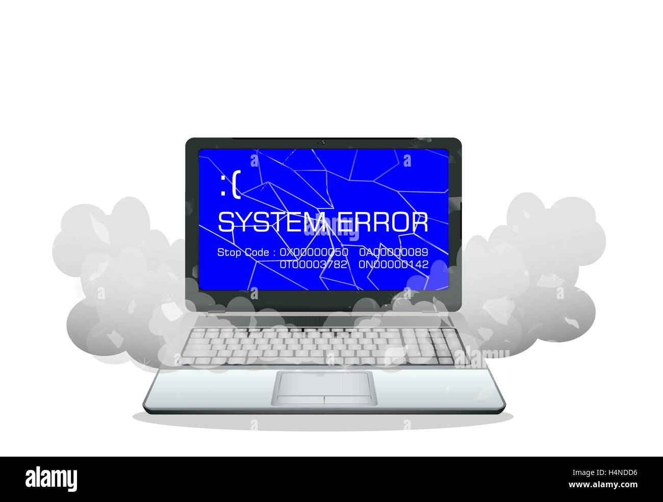Laptop broken blue screen vector hi-res stock photography and images ...