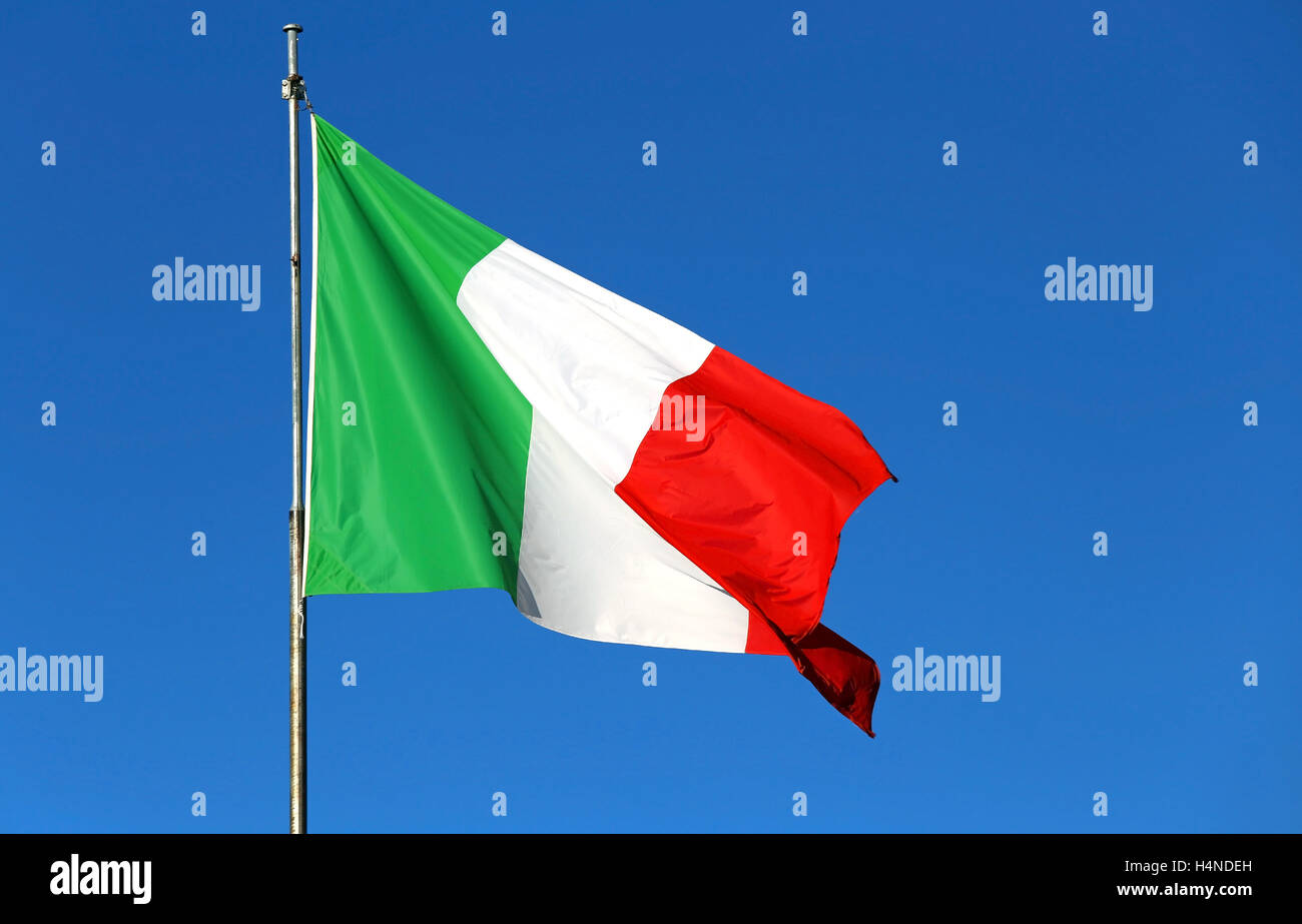 big Italian flag waving in the sky without clouds Stock Photo - Alamy