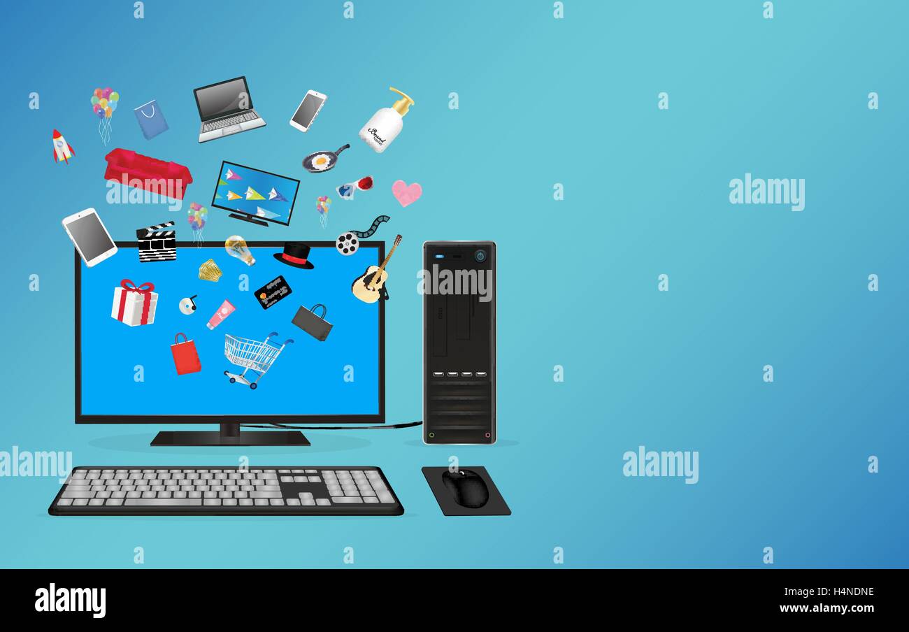 desktop computer online shopping Stock Vector Image & Art - Alamy