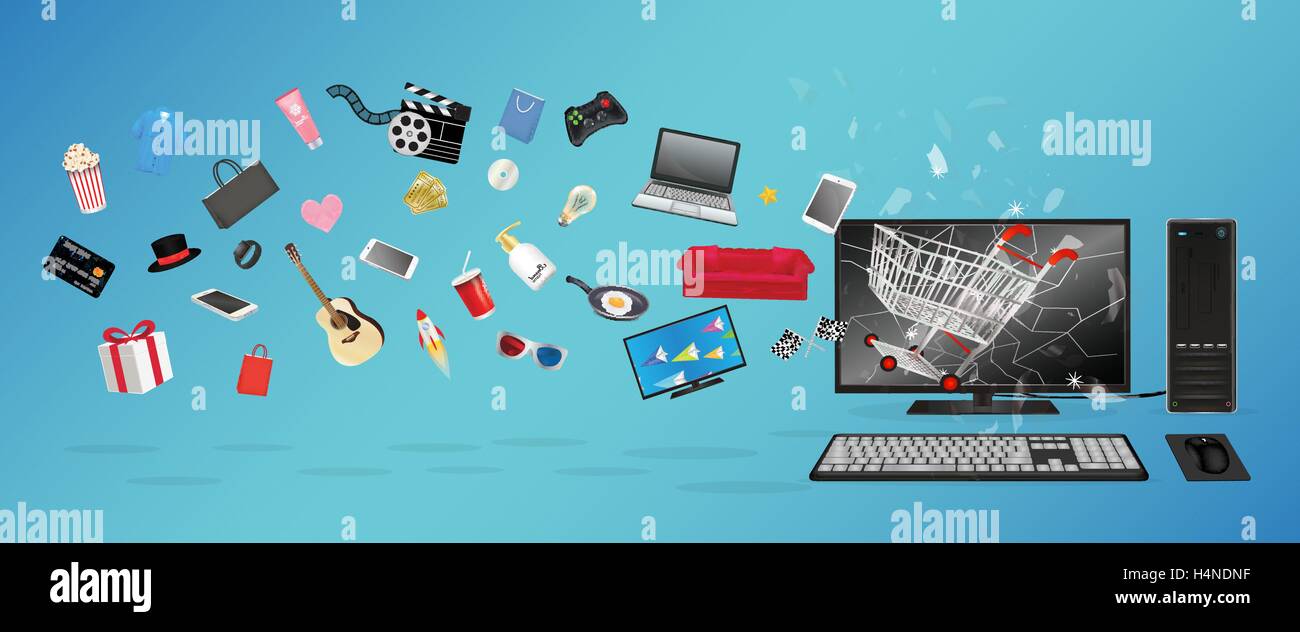 desktop computer online shopping Stock Vector Image & Art - Alamy