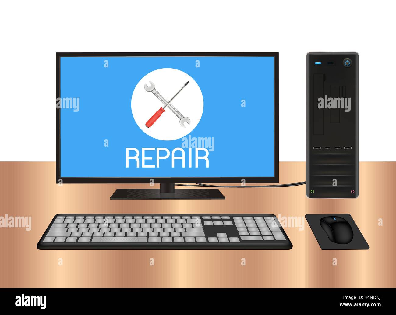 desktop computer with repair logo on screen Stock Vector Image & Art ...