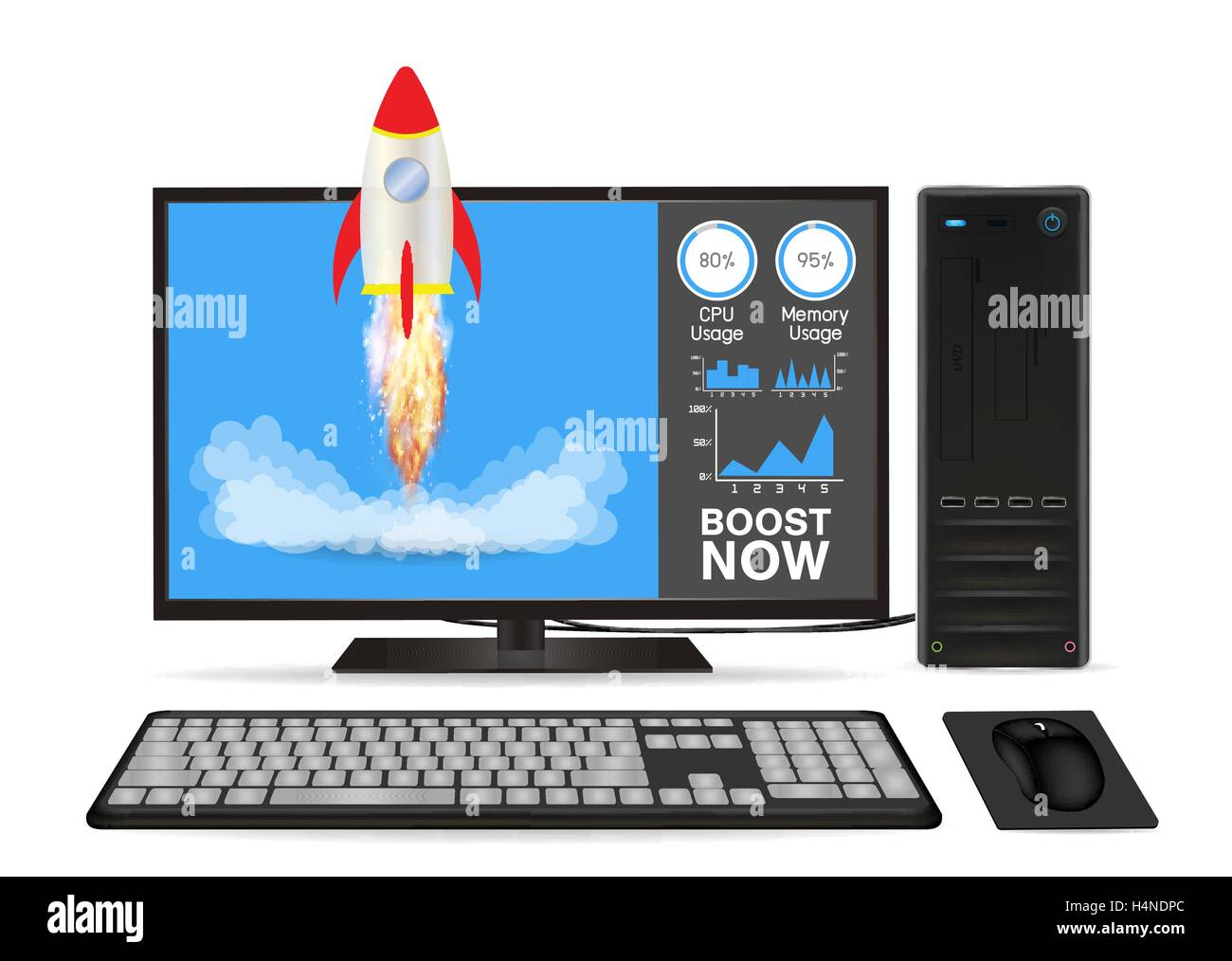 desktop computer with boost up application Stock Vector Image & Art - Alamy