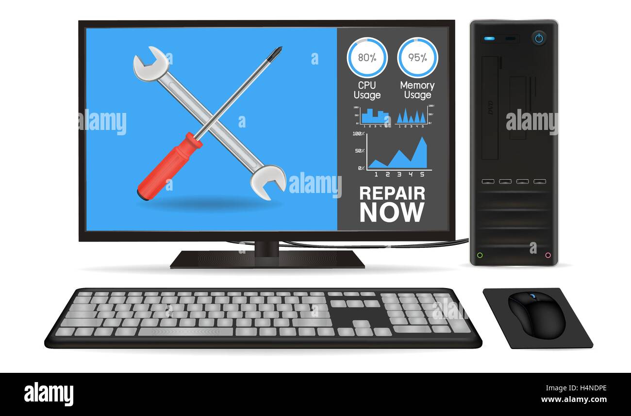 Desktop setup Stock Vector Images - Alamy