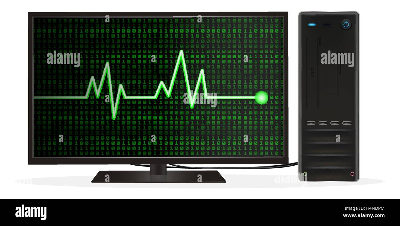 desktop computer with heart rate on screen Stock Vector Image & Art - Alamy