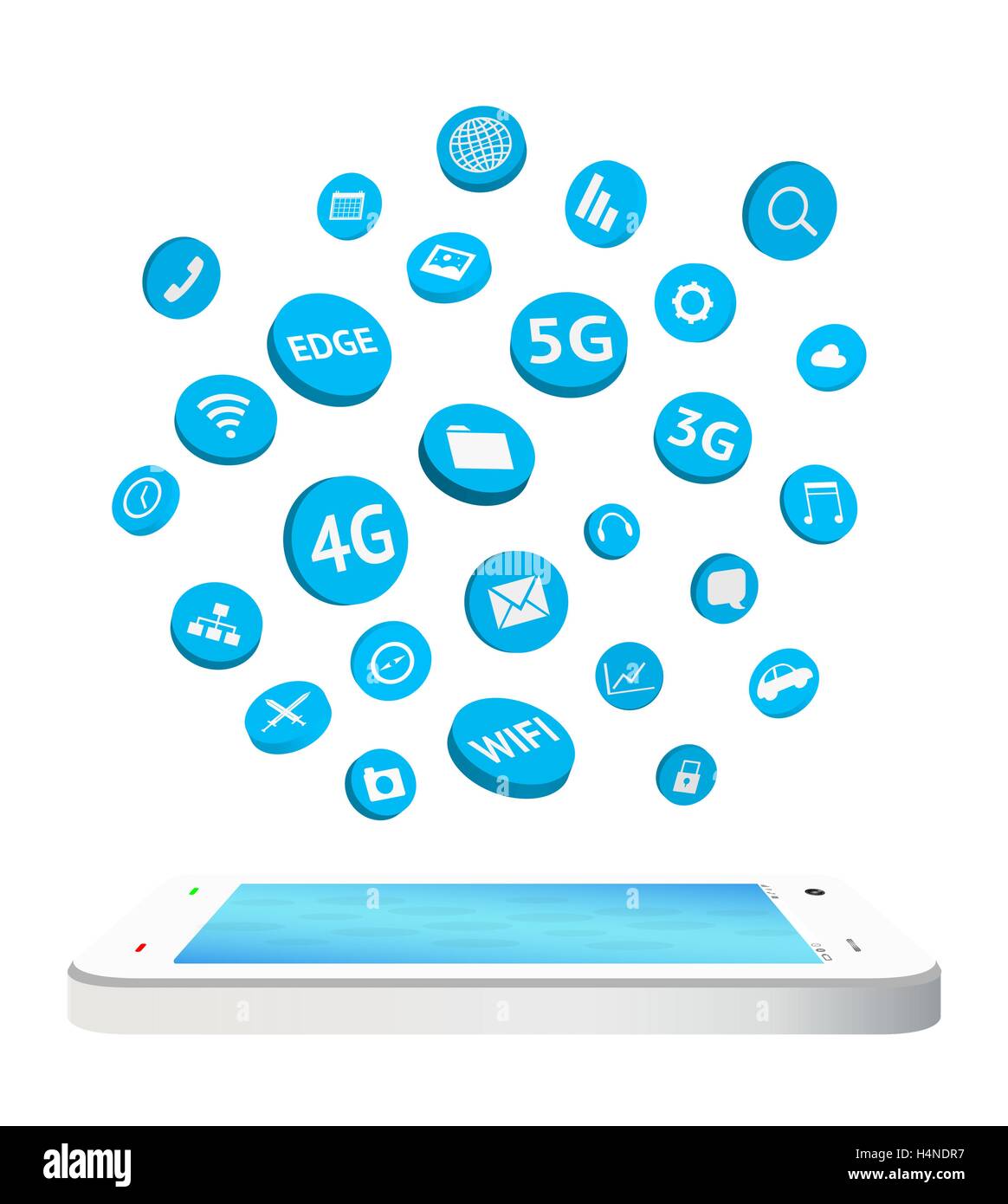 smartphone with connection apps icon floating Stock Vector Image & Art ...