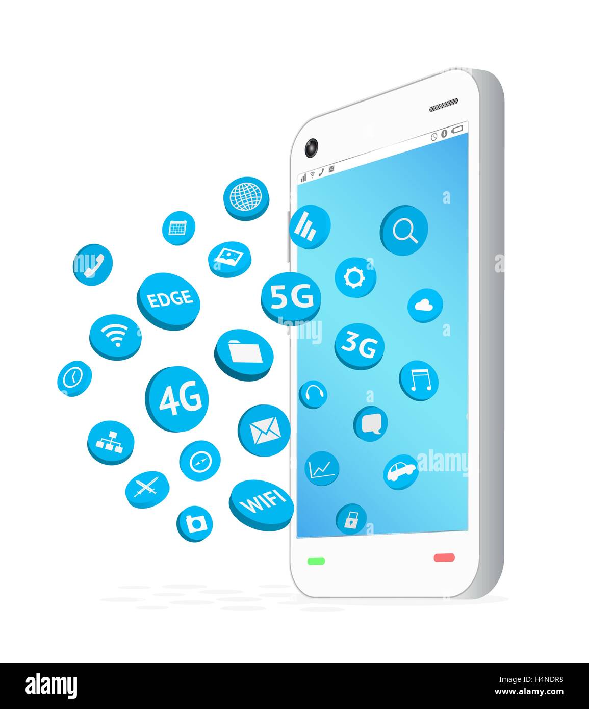 smartphone with connection apps icon floating Stock Vector Image & Art ...