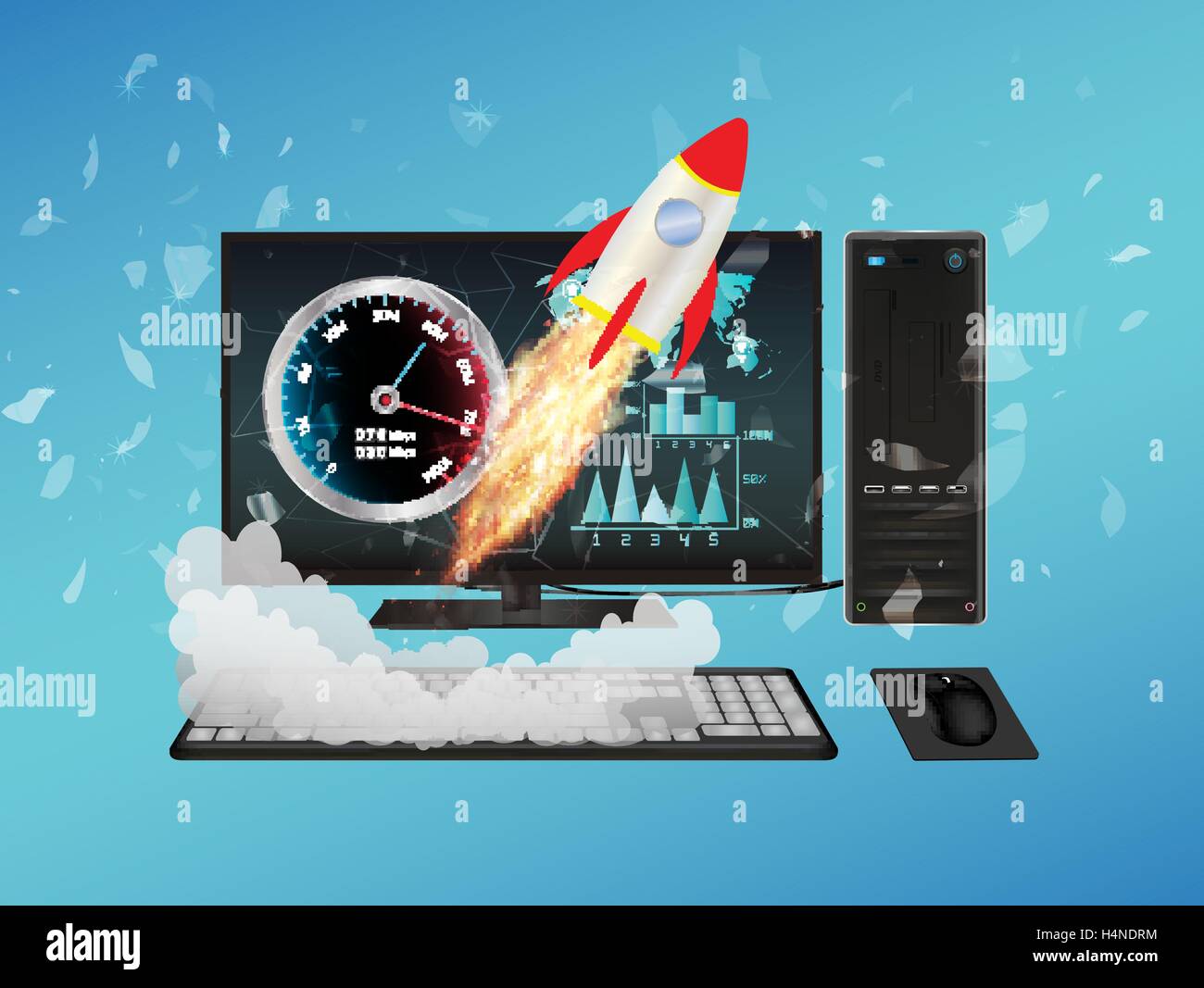 desktop computer with speed boost Stock Vector Image & Art - Alamy