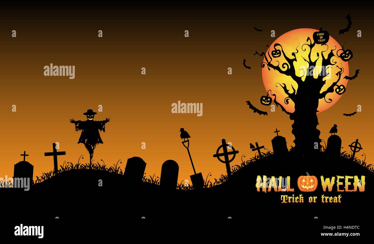 halloween graveyard background vector Stock Vector Image & Art - Alamy