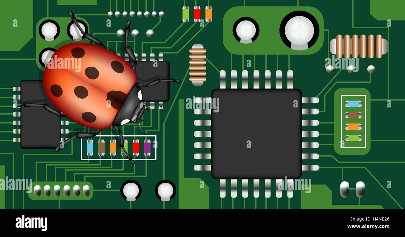 bug on a electric circuit board Stock Vector Image & Art - Alamy