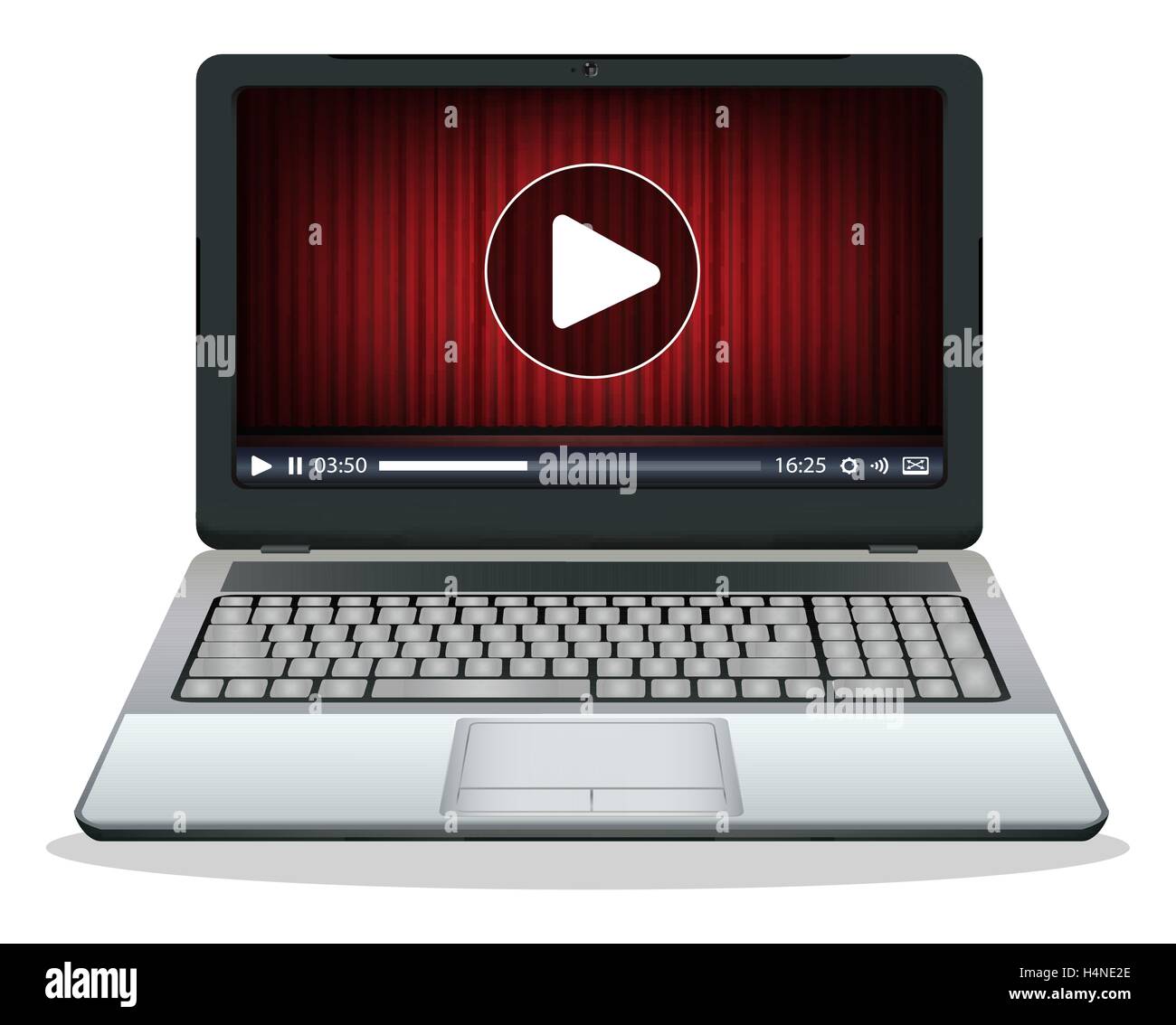 laptop with multimedia playing on a screen Stock Vector Image & Art - Alamy