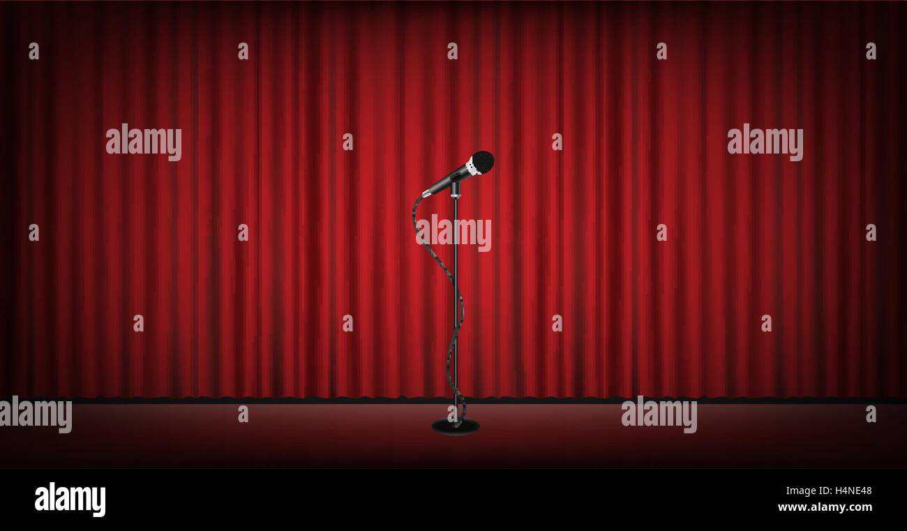 Stand microphone on red Stock Vector Images - Alamy