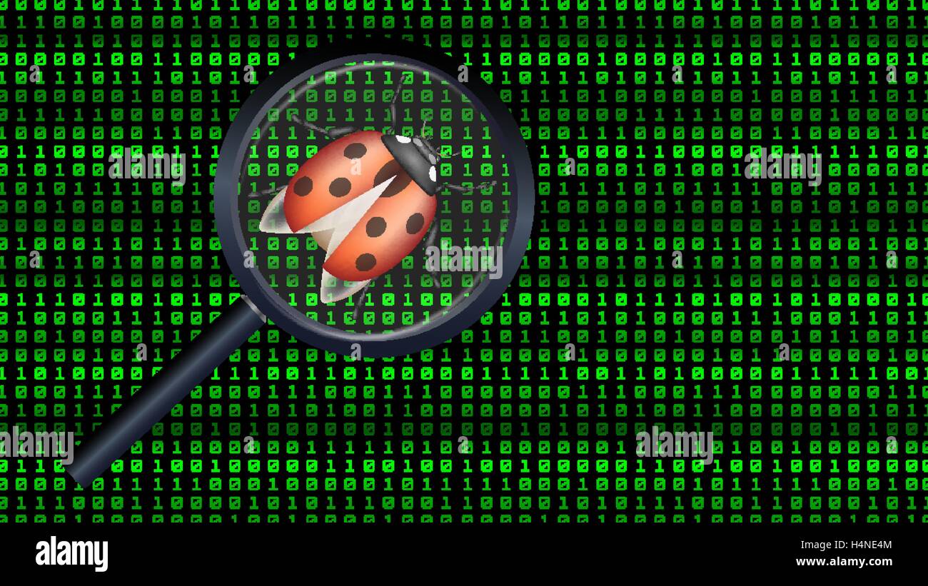 magnifying glass scanning and found bug Stock Vector Image & Art - Alamy