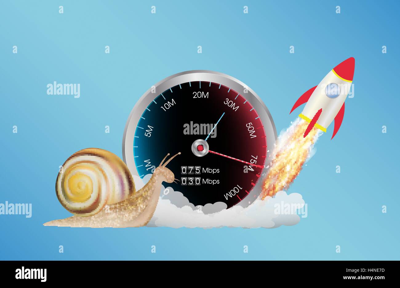 internet speed meter with rocket and snail Stock Vector Image & Art - Alamy