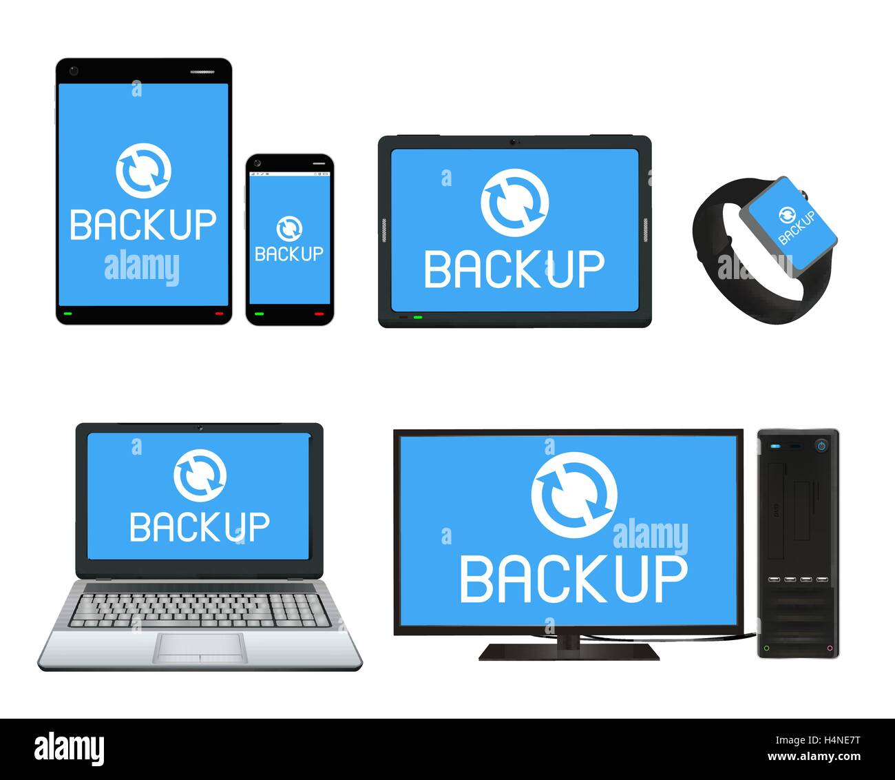 Tablet phone mobile computer data share Stock Vector Images - Alamy