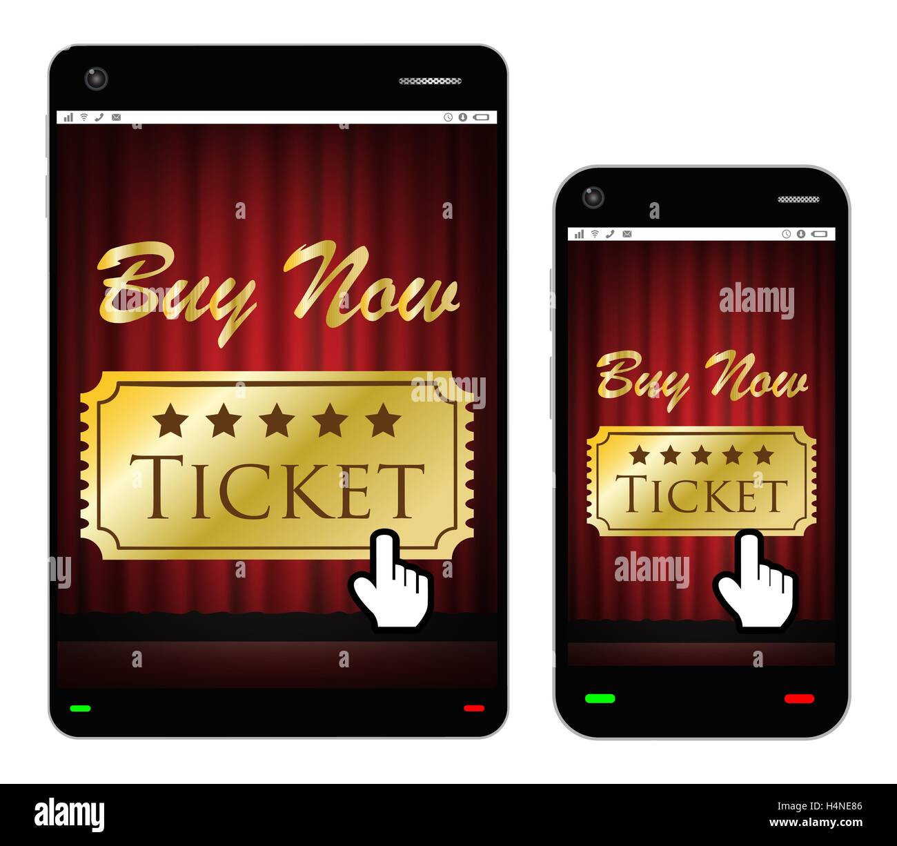 smartphone and tablet with movies ticket on screen Stock Vector Image ...