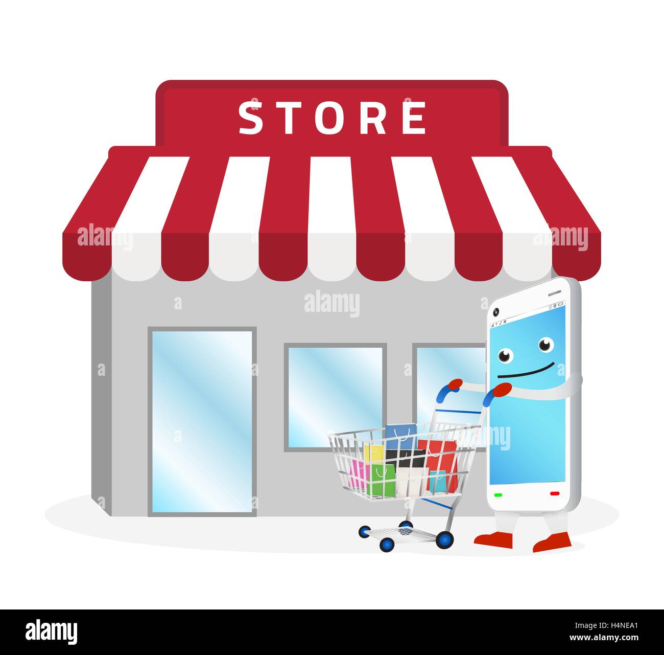 smartphone cartoon shopping at store Stock Vector Image & Art - Alamy