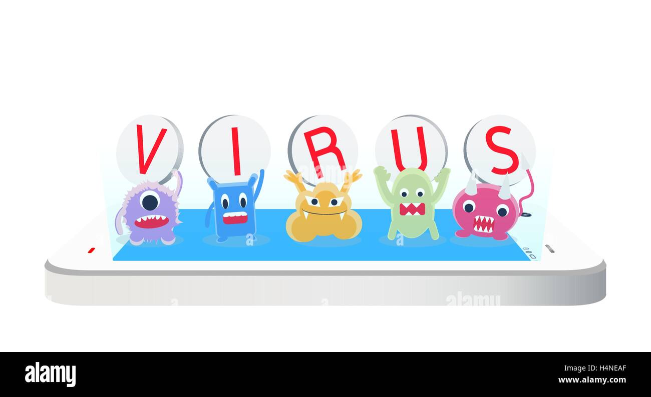 virus cartoon character on a smartphone Stock Vector Image & Art - Alamy