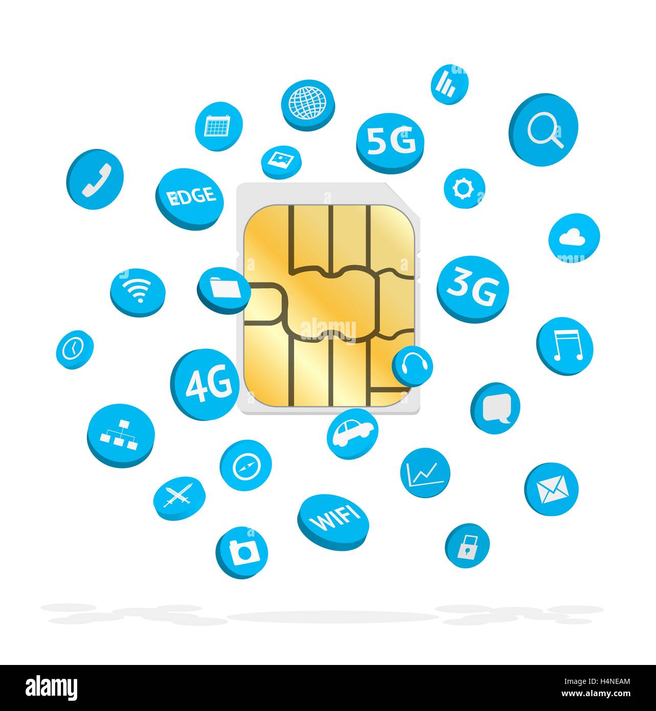 sim card with connection apps icon floating Stock Vector Image & Art ...
