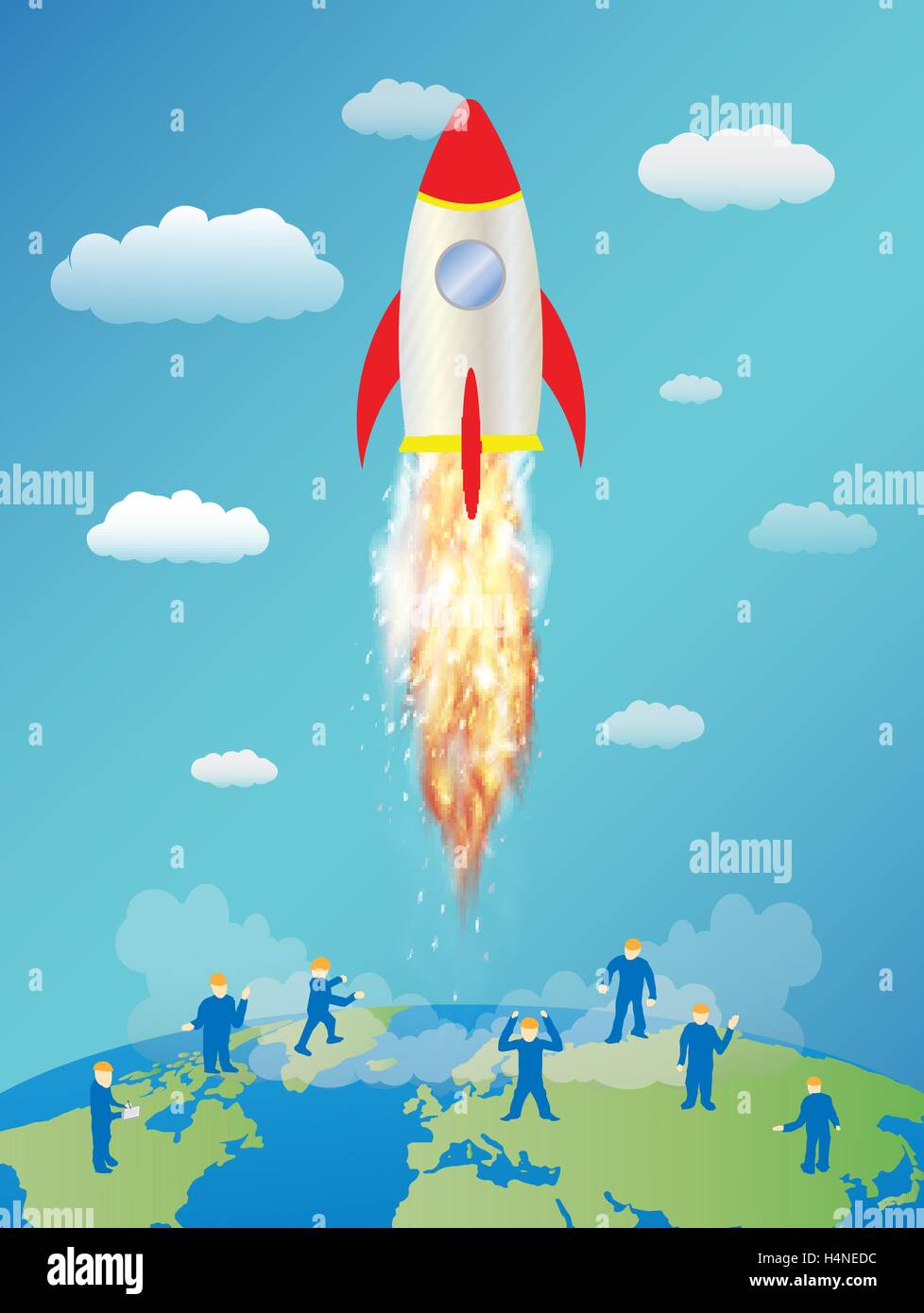 Rocket launching on white Stock Vector Images - Alamy