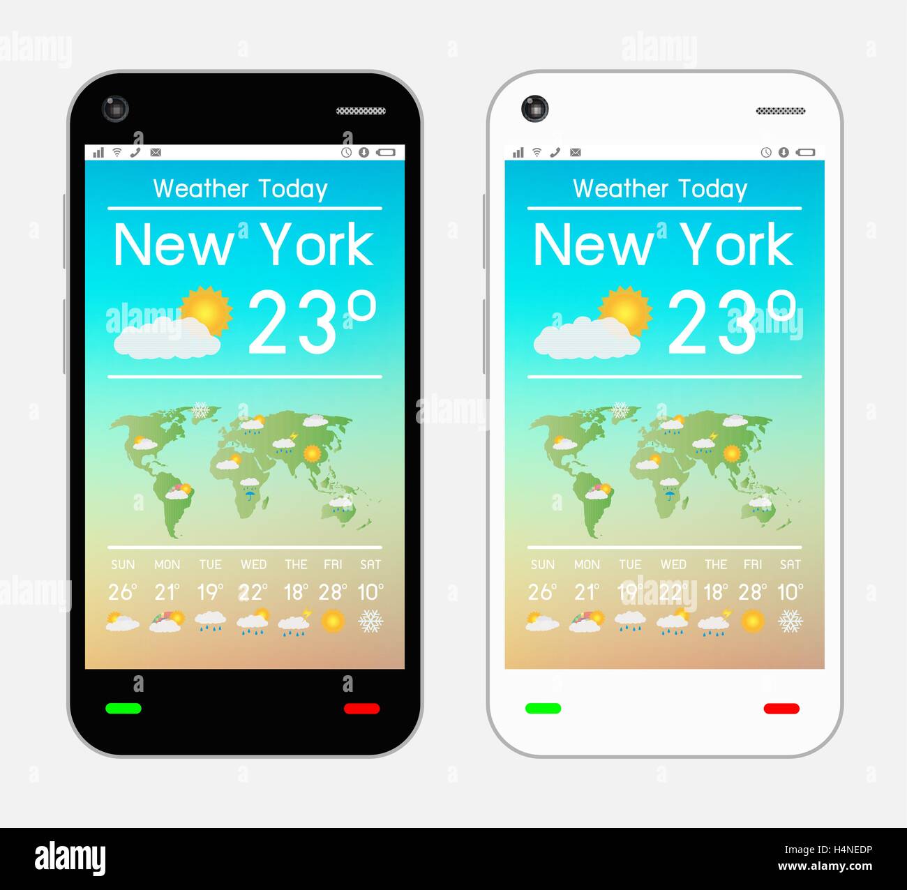 smartphone with weather application on screen Stock Vector Image & Art ...