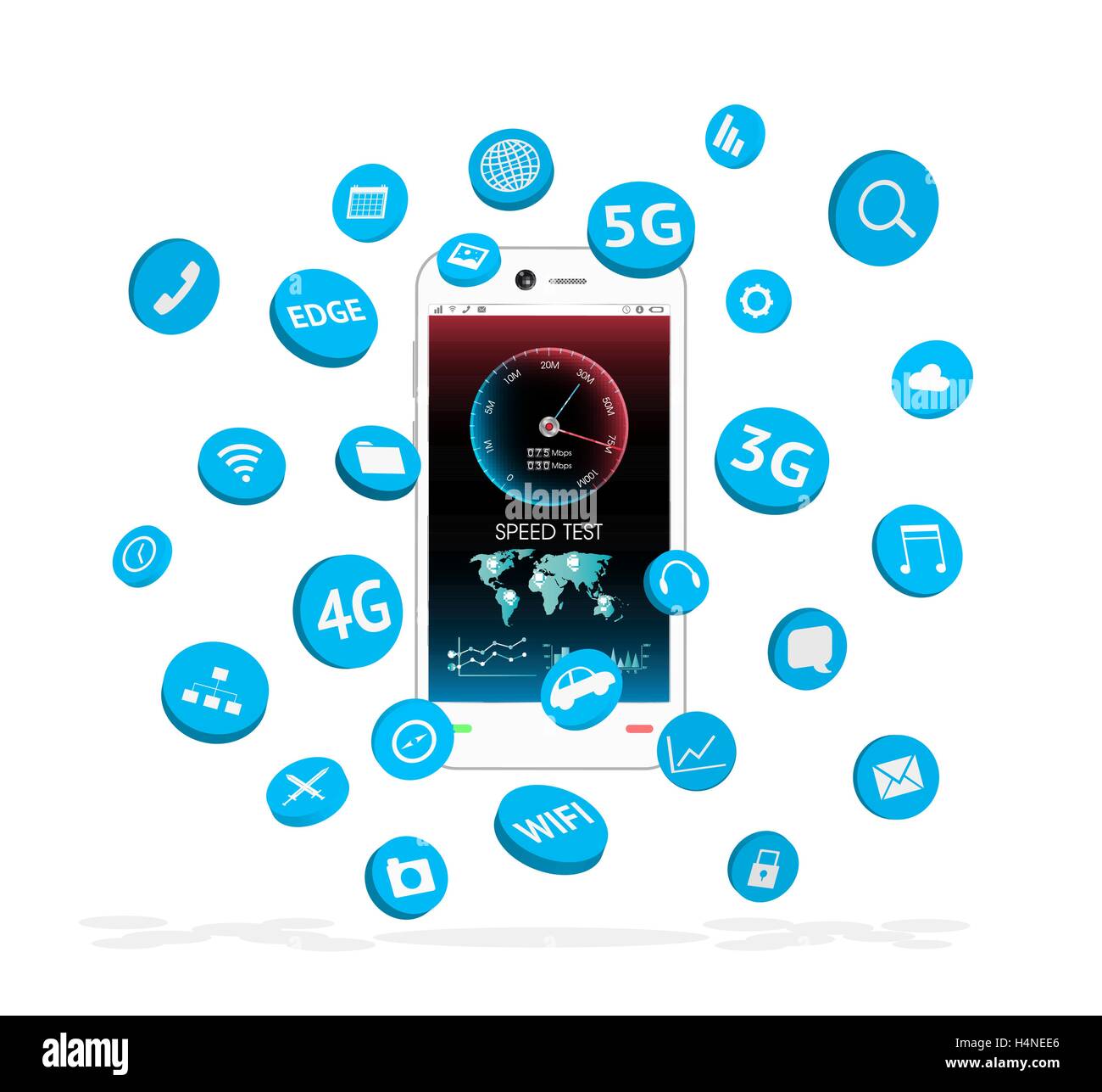 smartphone with apps icon floating Stock Vector Image & Art - Alamy