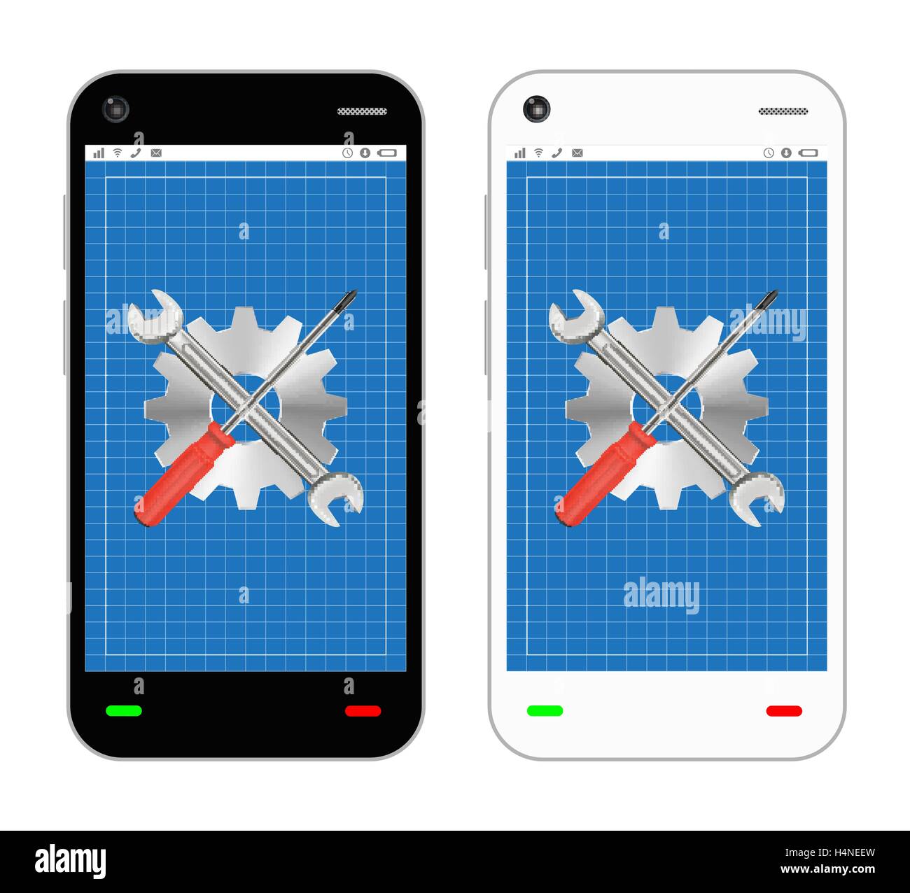 smartphone with screwdriver wrench and gear repair logo Stock Vector ...