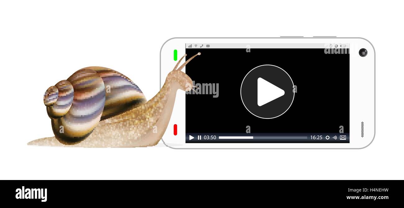 snail and smartphone with media player screen Stock Vector Image & Art ...
