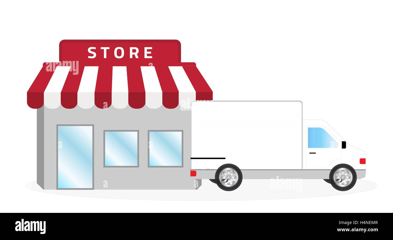 store and white truck vector Stock Vector Image & Art - Alamy