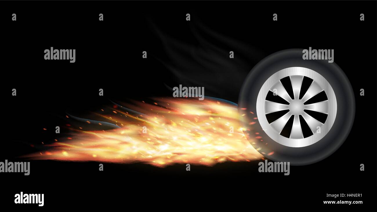 vehicle wheel with fire burning Stock Vector Image & Art - Alamy