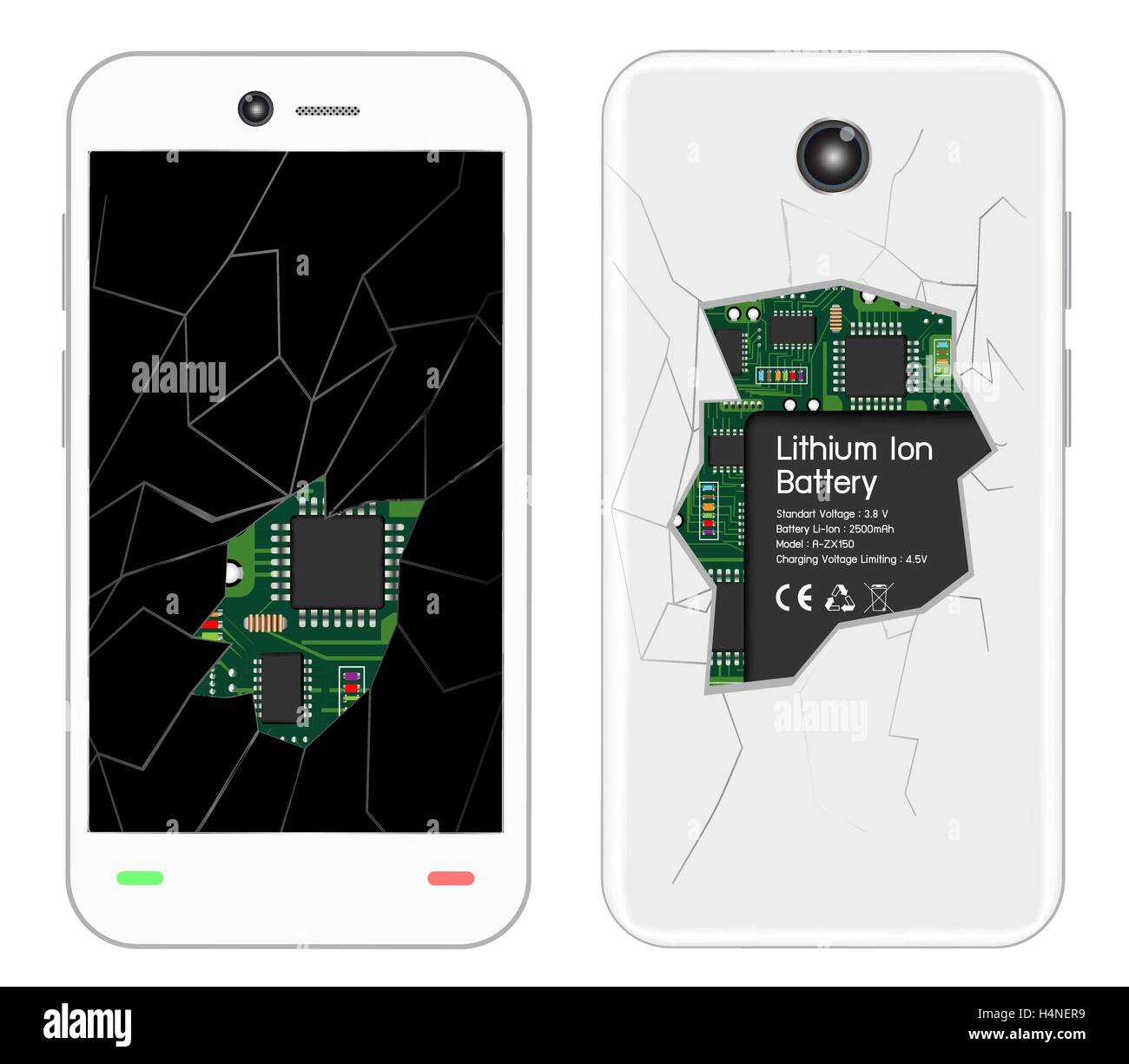 a broken smartphone vector Stock Vector Image & Art - Alamy