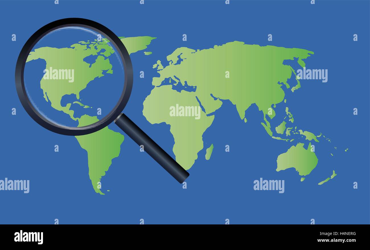 magnify glass on a world map Stock Vector Image & Art - Alamy