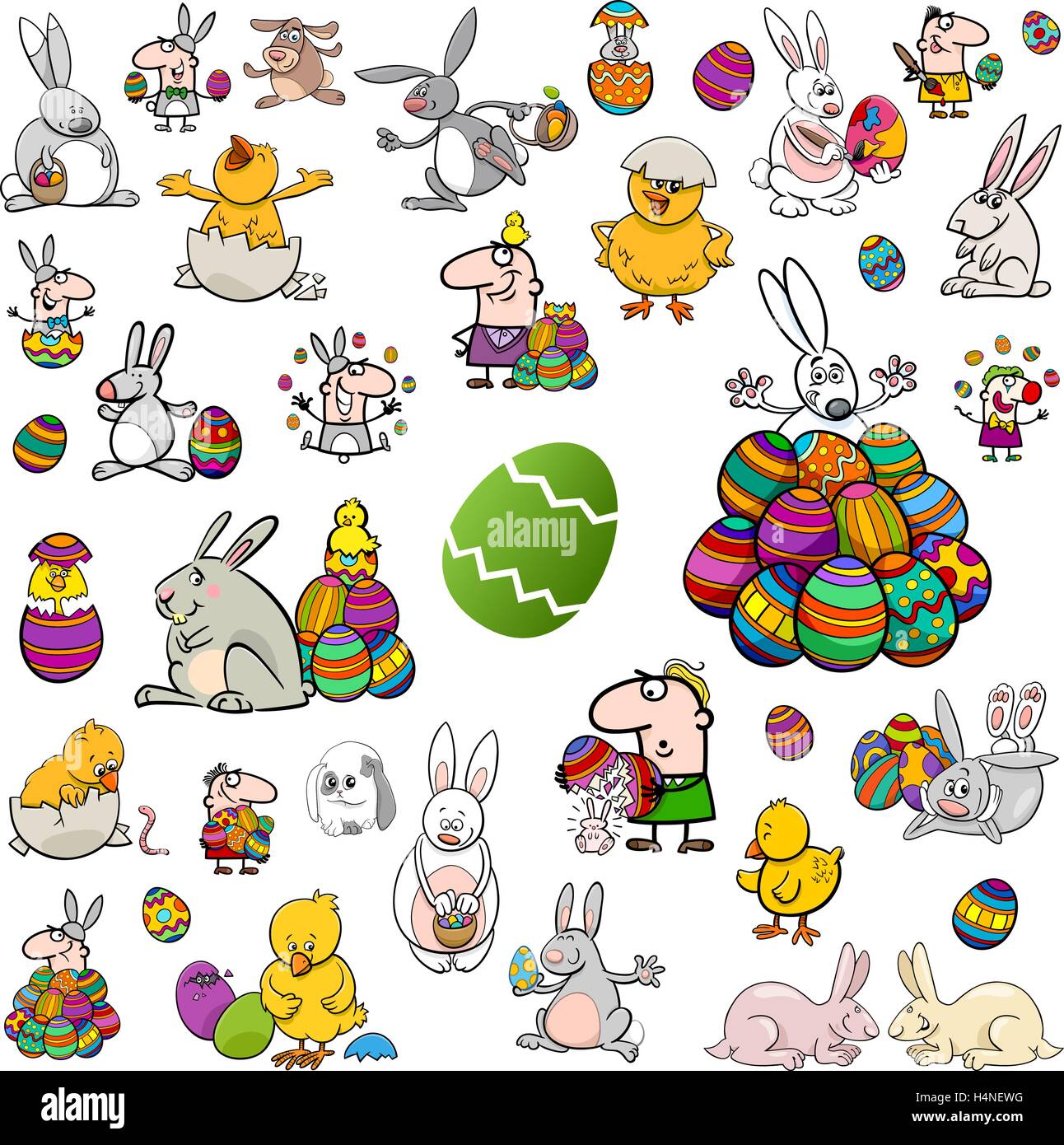 Cartoon Illustration of Easter Characters and Design Elements Clip Art ...