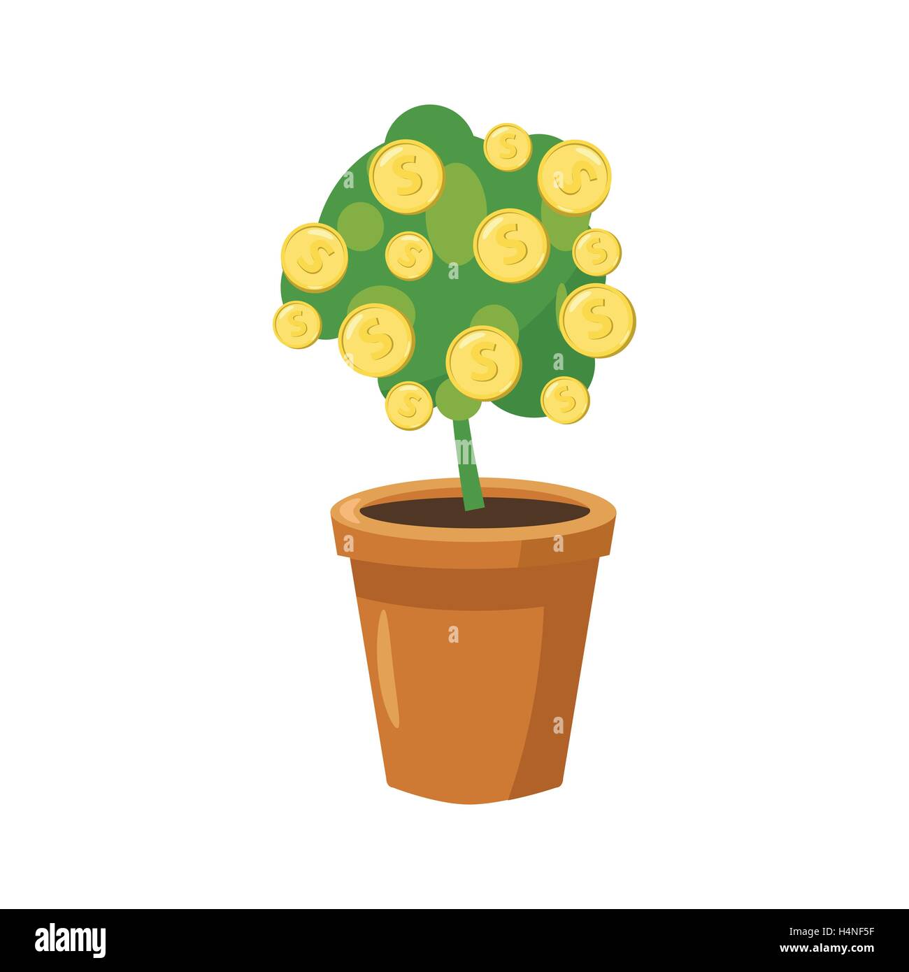 Decorative tree in flowerpot icon, cartoon style Stock Vector Image ...