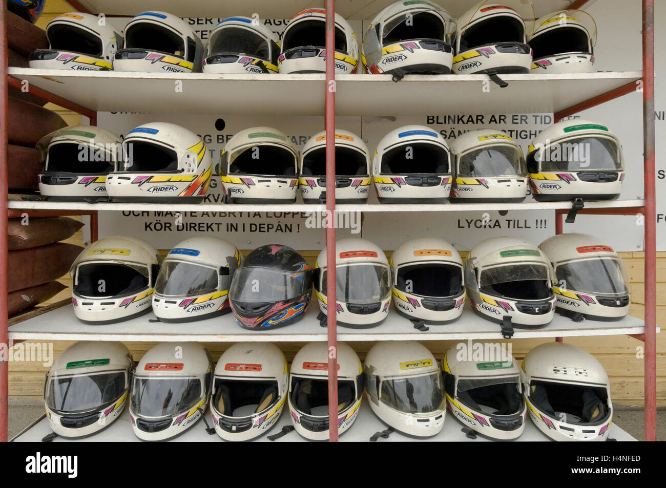 Helmets for the go-kart driver Stock Photo - Alamy