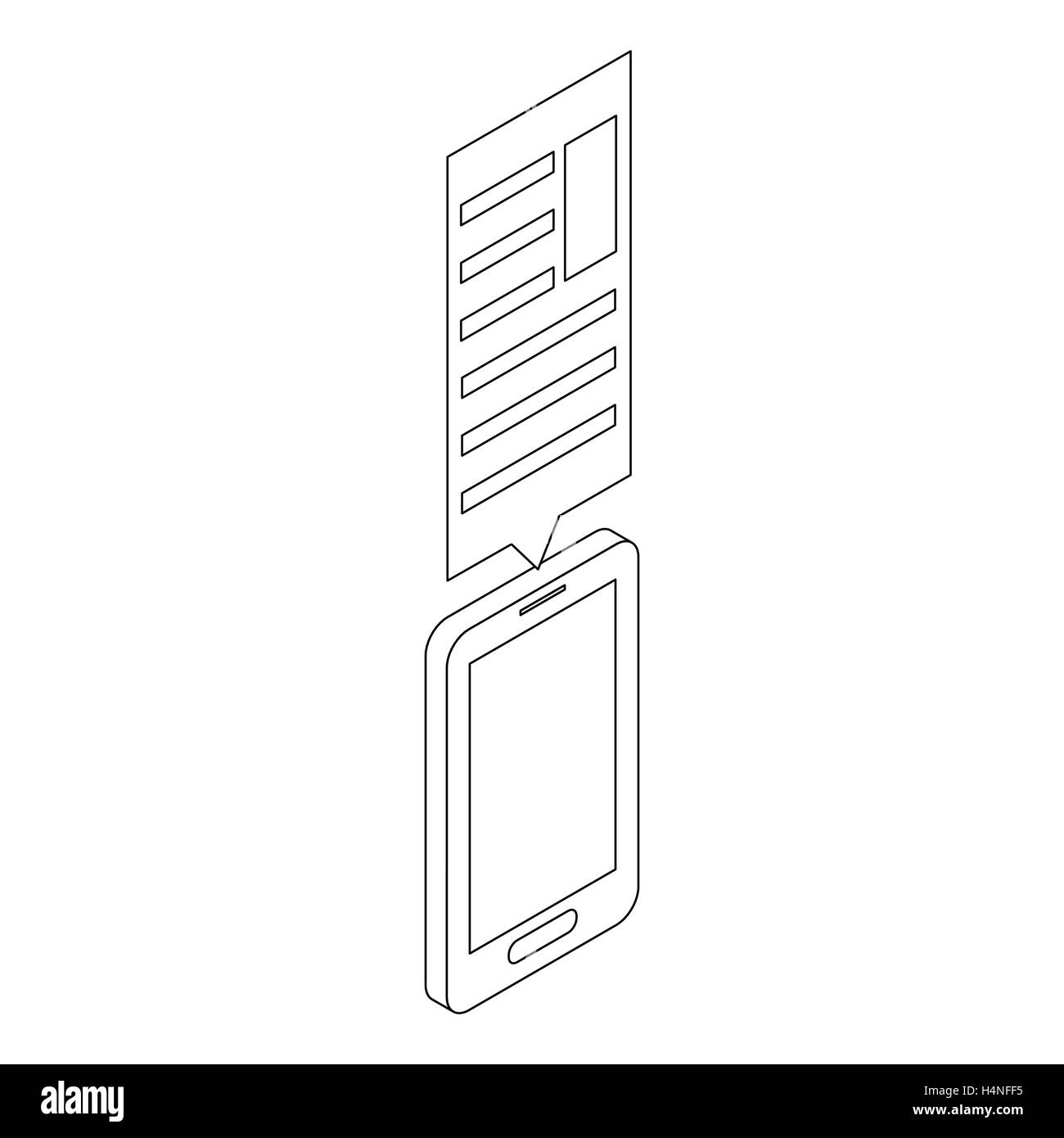 Isometric illustration mobile phone Black and White Stock Photos ...