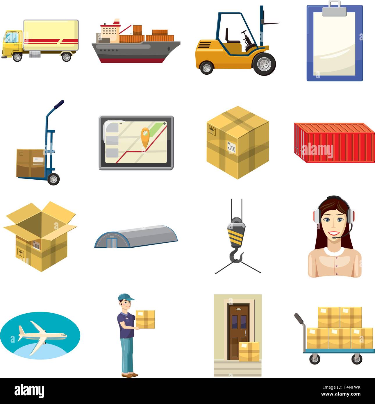 Logistics icons set, cartoon style Stock Vector Image & Art - Alamy
