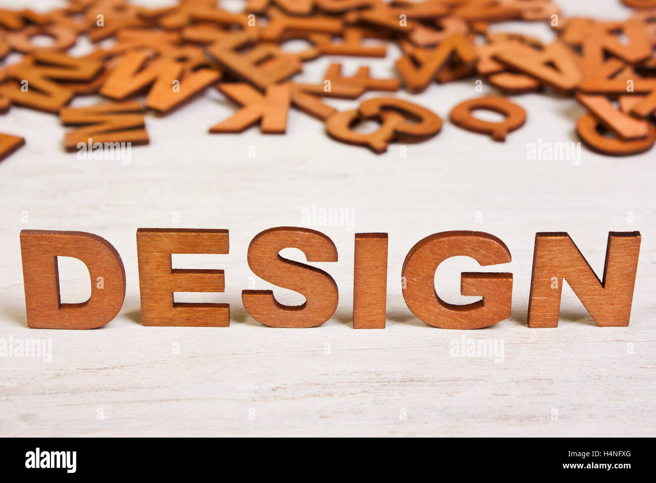 Word design of wooden letters on a white background old wooden Stock ...