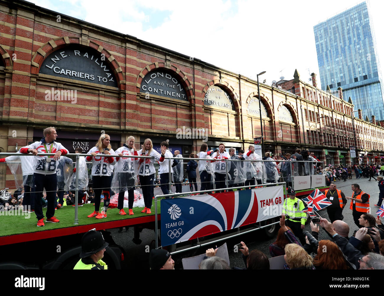 Athletes on a Team GB float during the Olympic and Paralympic athletes ...