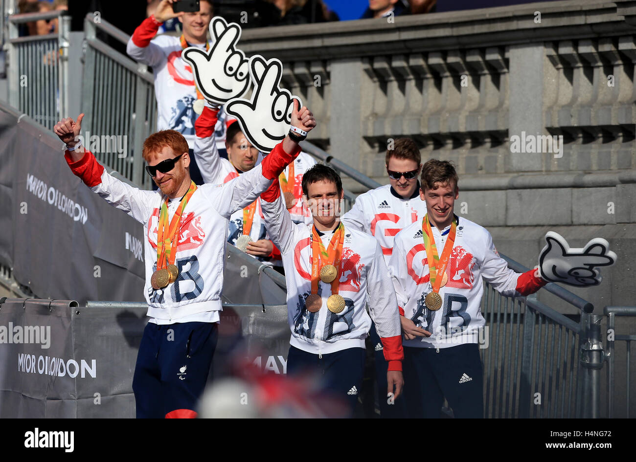 Great Britain's Steve Bate (left), Adam Duggleby (centre) and Louis ...