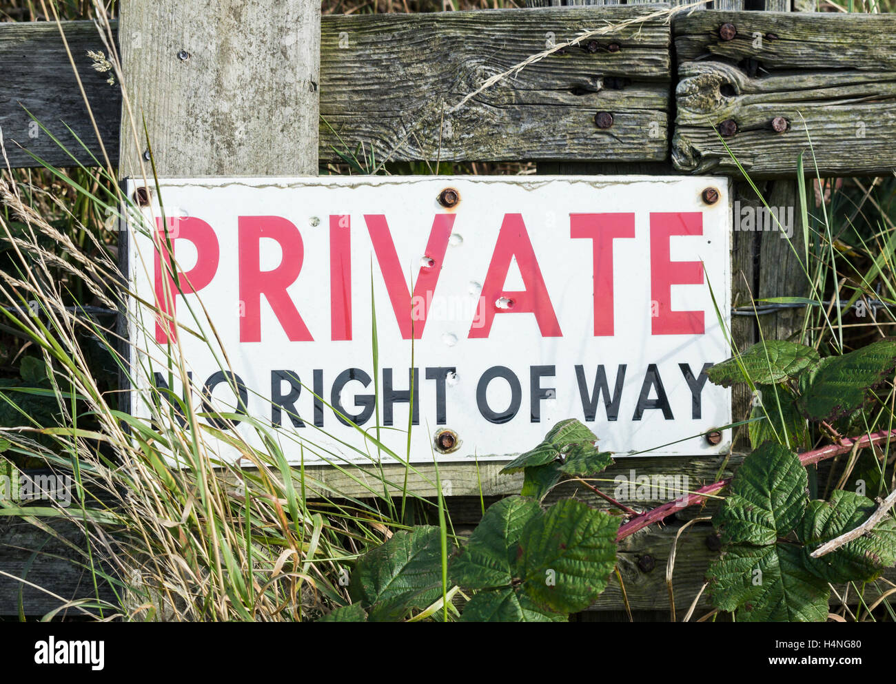 Private no right of way sign in countryside. England. UK Stock Photo ...