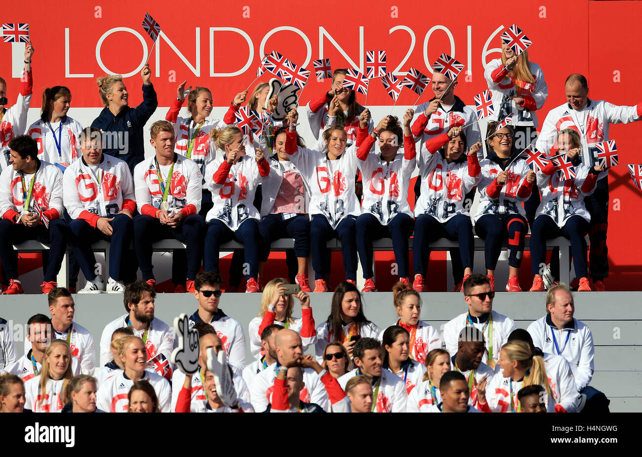 Members of Team GB on stage during the Olympic and Paralympic athletes ...