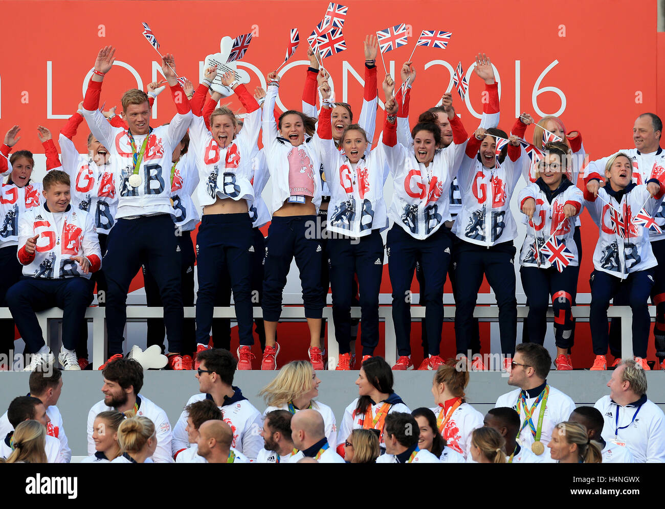 Members of Team GB on stage during the Olympic and Paralympic athletes ...