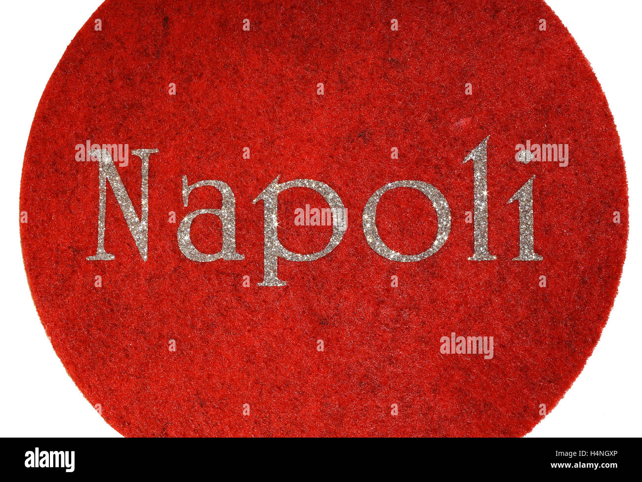 napoli Written of an Italian City on red fabric background a Stock ...