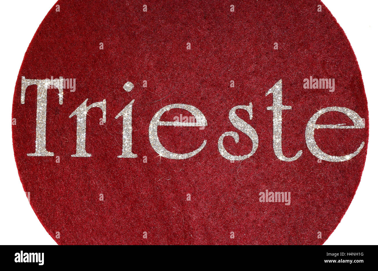 trieste Written of an Italian City on red fabric background and ...
