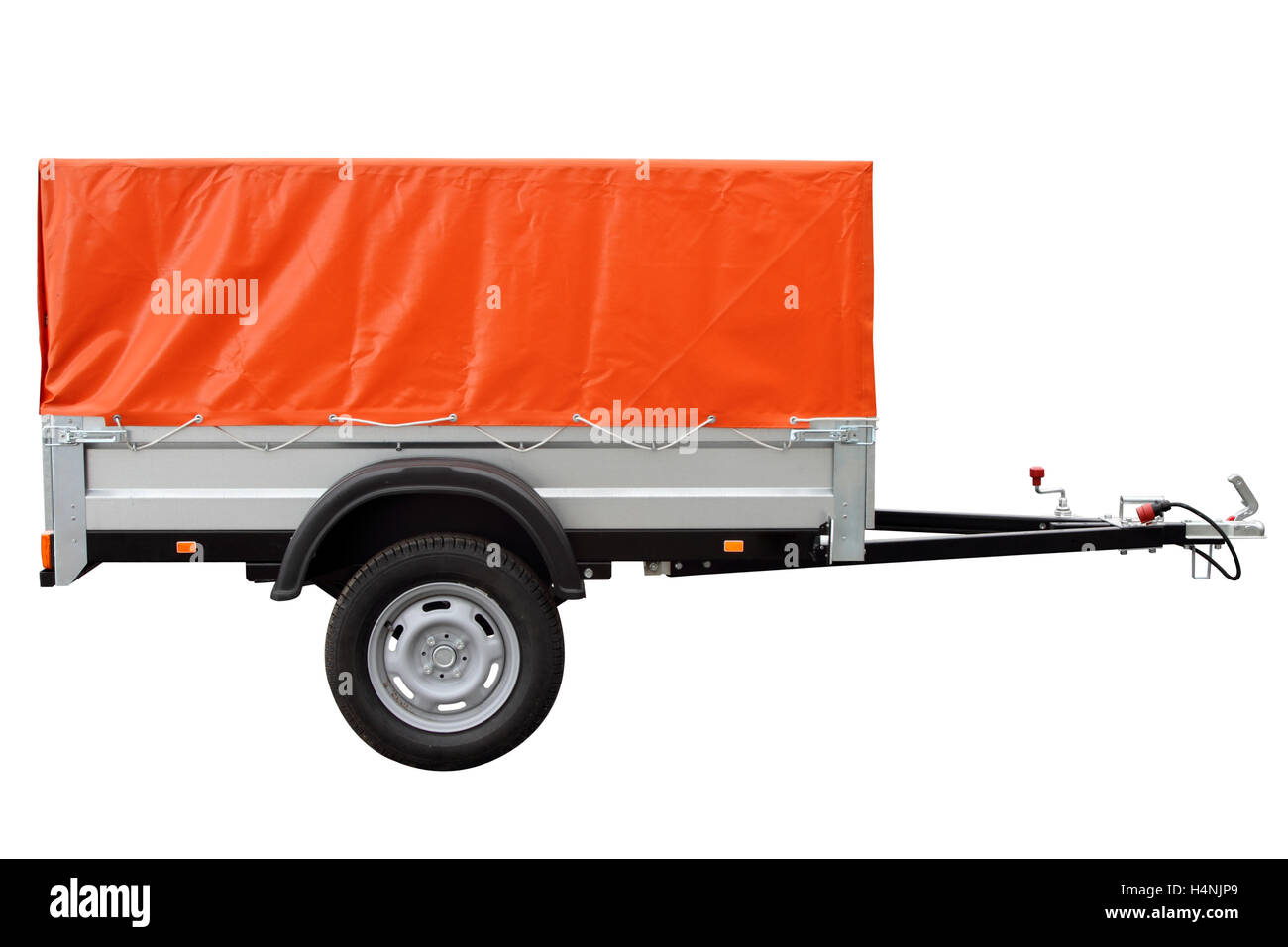 Orange car trailer, isolated on white background Stock Photo - Alamy