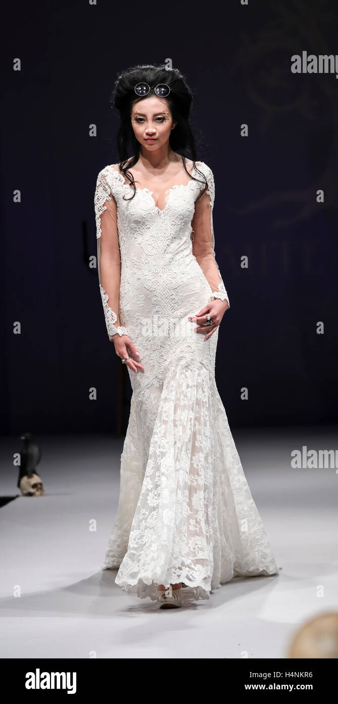 New York, NY, USA - October 8, 2016: A model walks runway for Olvi's by ...