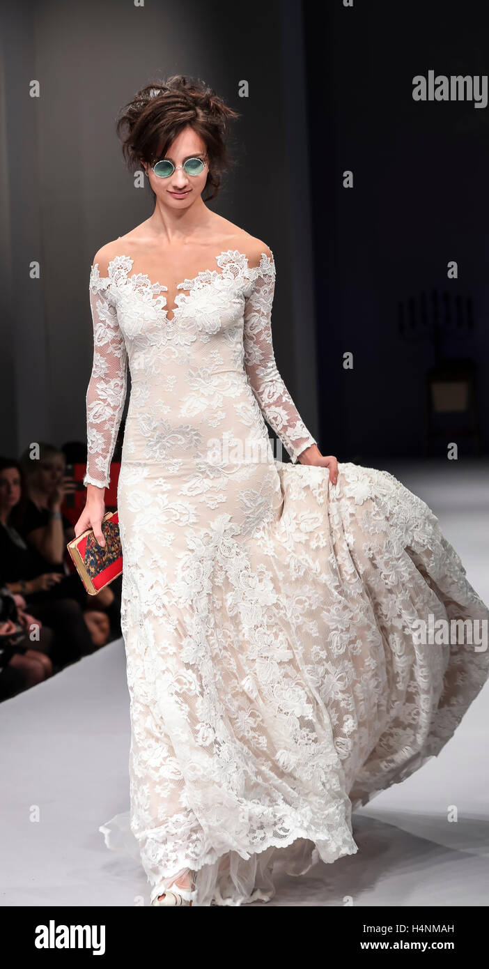 New York, NY, USA - October 8, 2016: A model walks runway for Olvi's by ...