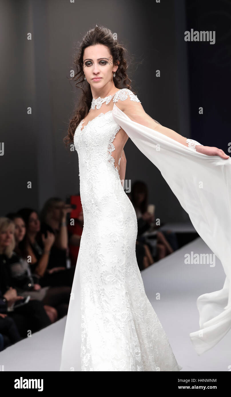 New York, NY, USA - October 8, 2016: A model walks runway for Olvi's by ...