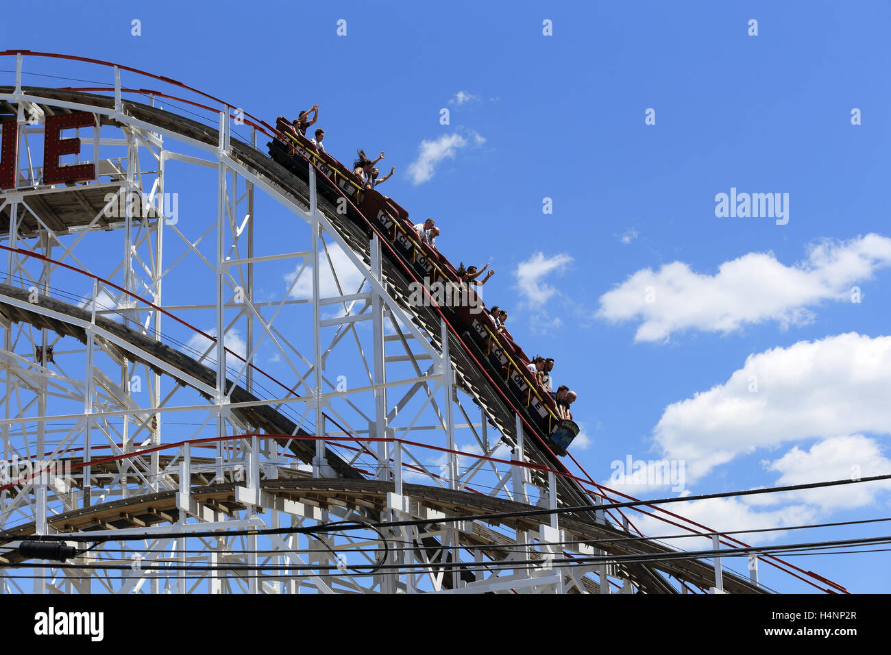 Cyclone Roller Coaster Coney Island Stock Photos & Cyclone Roller ...